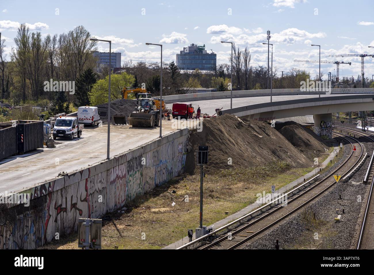 Motorway construction site Berlin, A 100 at ICC, Berlin, Germany ...