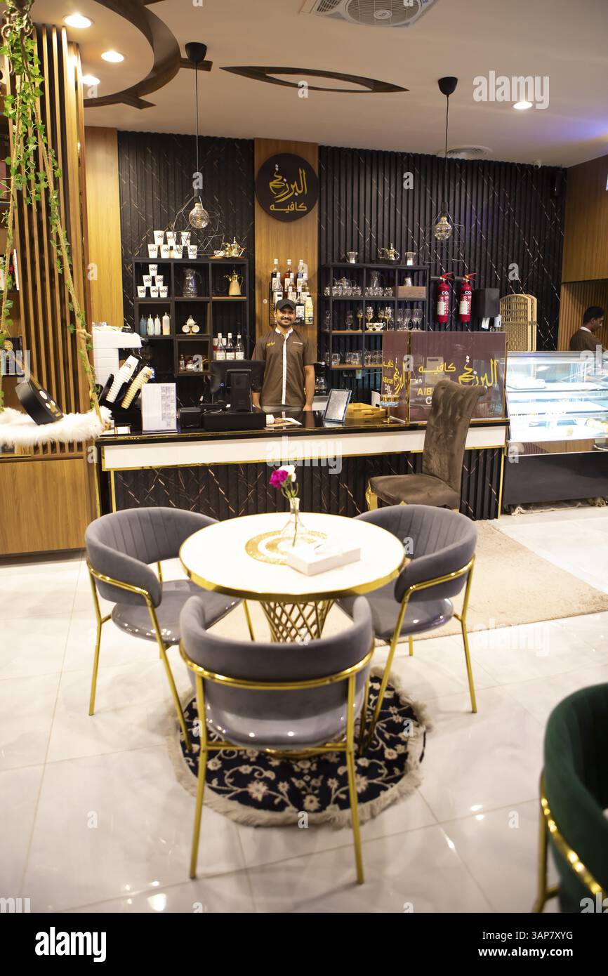 Modern cafe in Sur, Janub ash-Sharqiyya province, Oman, Asia Stock ...