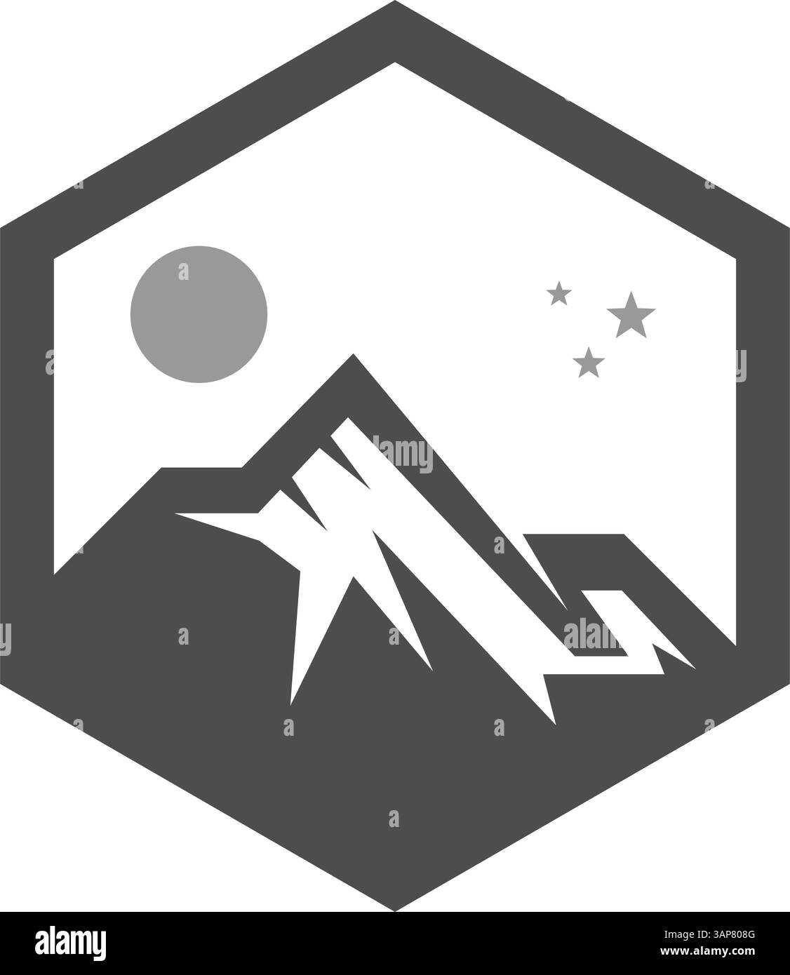 Snow mountain moon Black and White Stock Photos & Images - Alamy