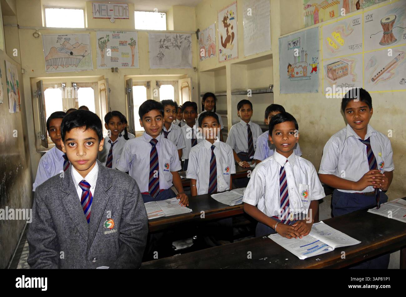 School class, Jaipur, Rajasthan, North India, Asia, School children ...