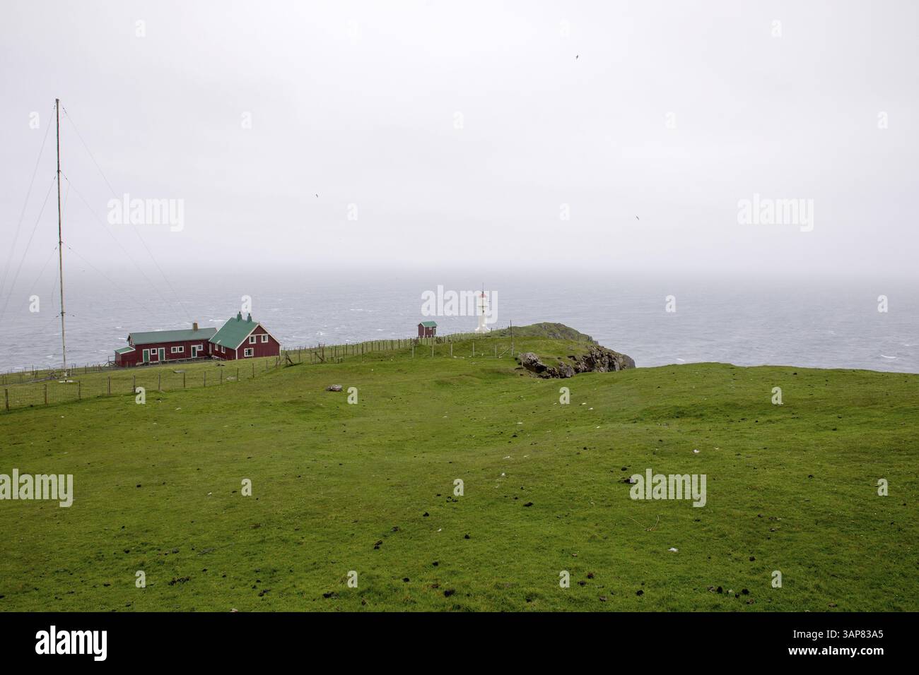 Landscape on the Faroe Islands with lighthouse at Akraberg on the ...