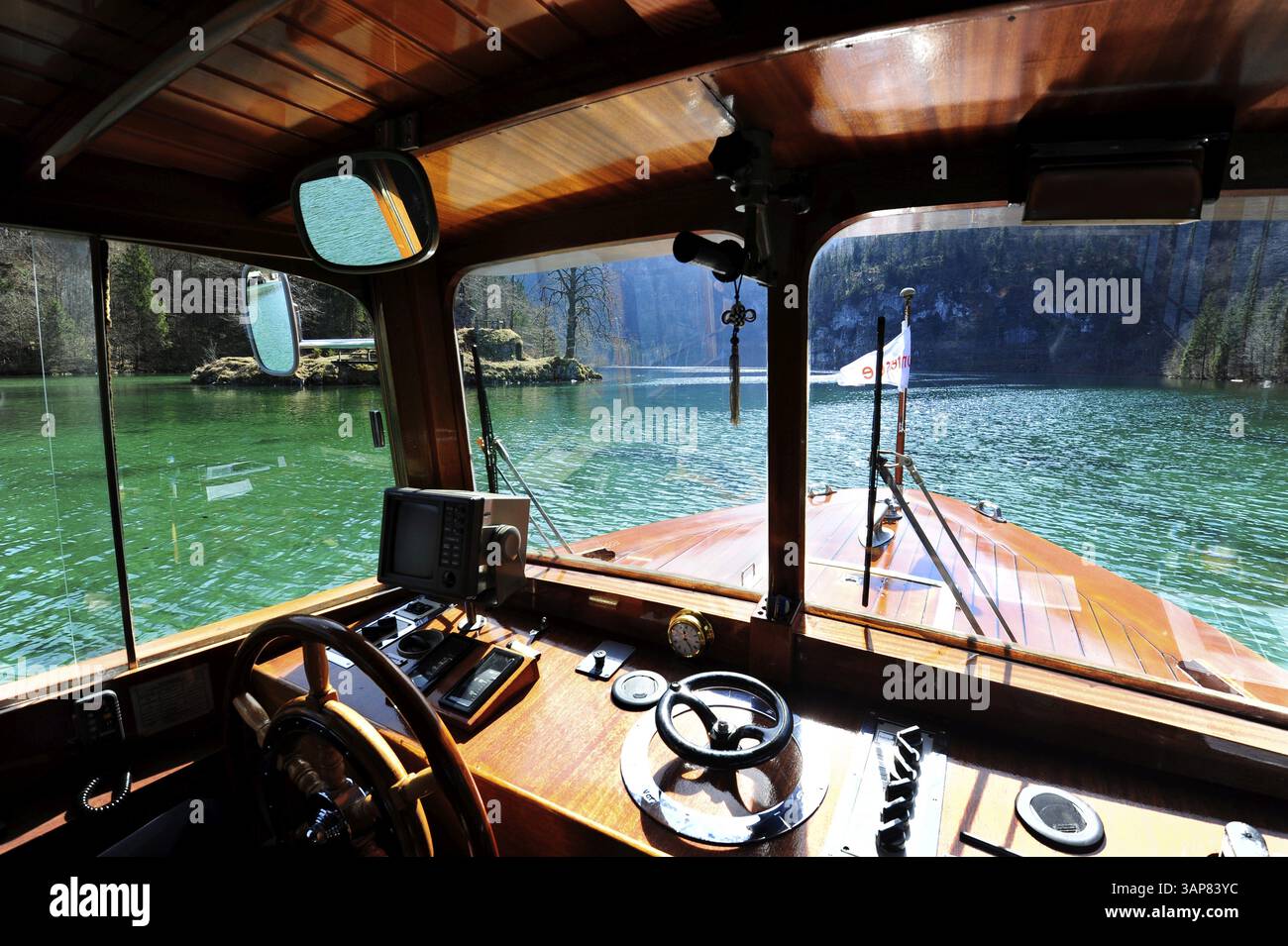 Excursion boat on the Koenigssee, Schoenau am Koenigssee, Berchtesgaden ...