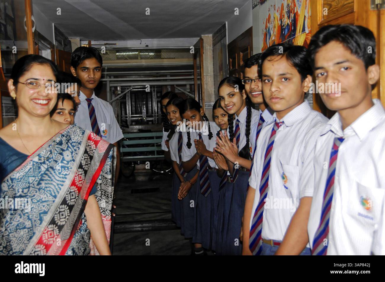 School class, Jaipur, Rajasthan, North India, Asia, Pupils and teachers ...
