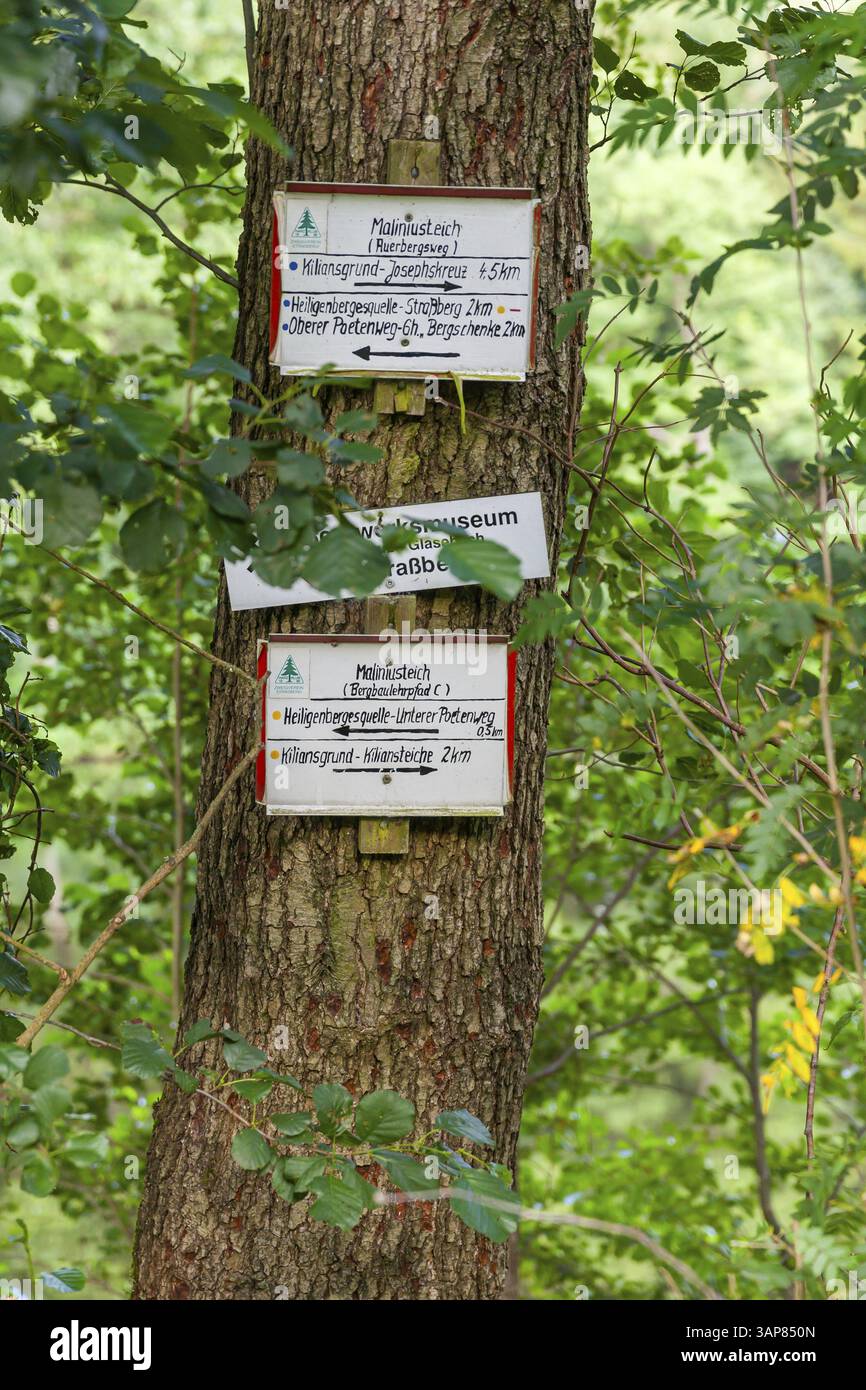 Old hand-painted hiking signs Stock Photo - Alamy