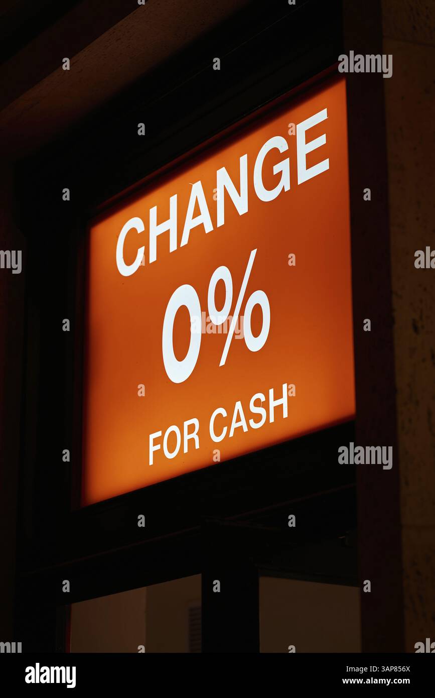 Advert for currency exchange hi-res stock photography and images - Alamy