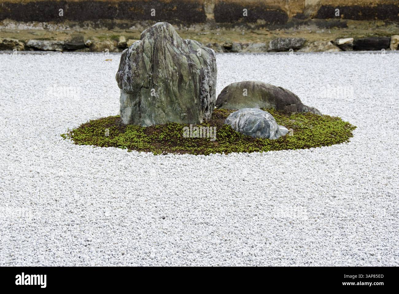 Stone in the zen Rock Garden in Ryoanji Temple, Kyoto Japan. World ...