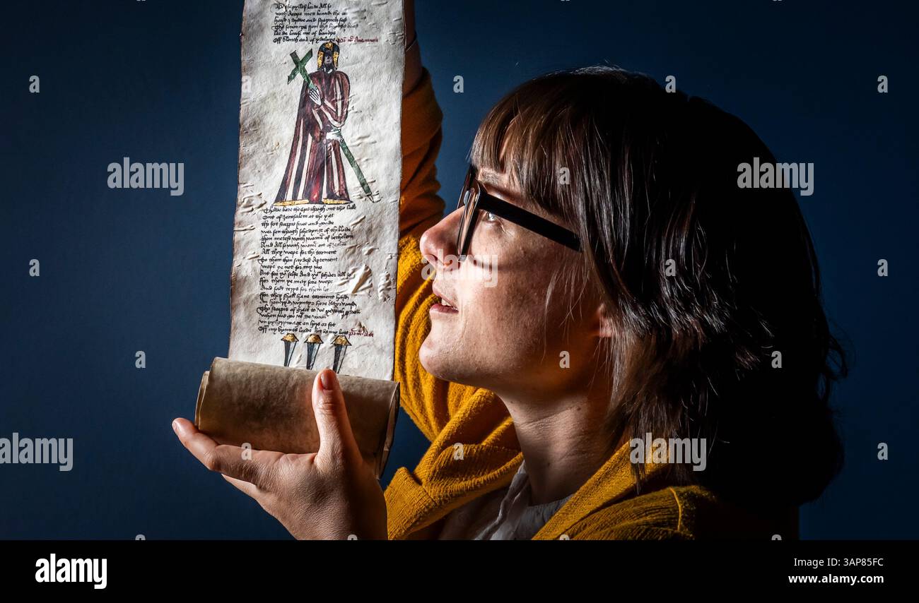 Special collections manager Dr Hannah Thomas with a replica of the Bar ...