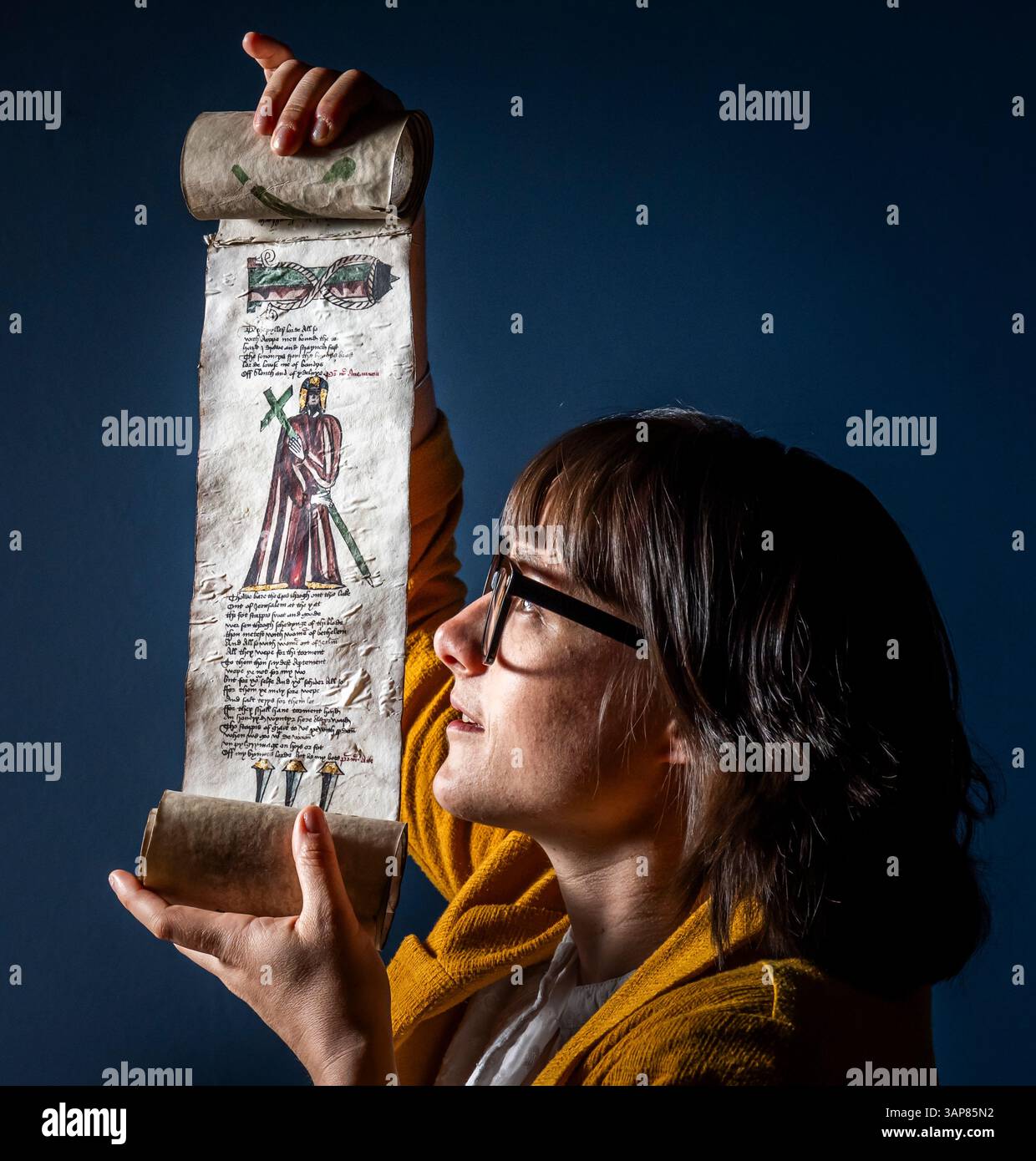 Special collections manager Dr Hannah Thomas with a replica of the Bar ...