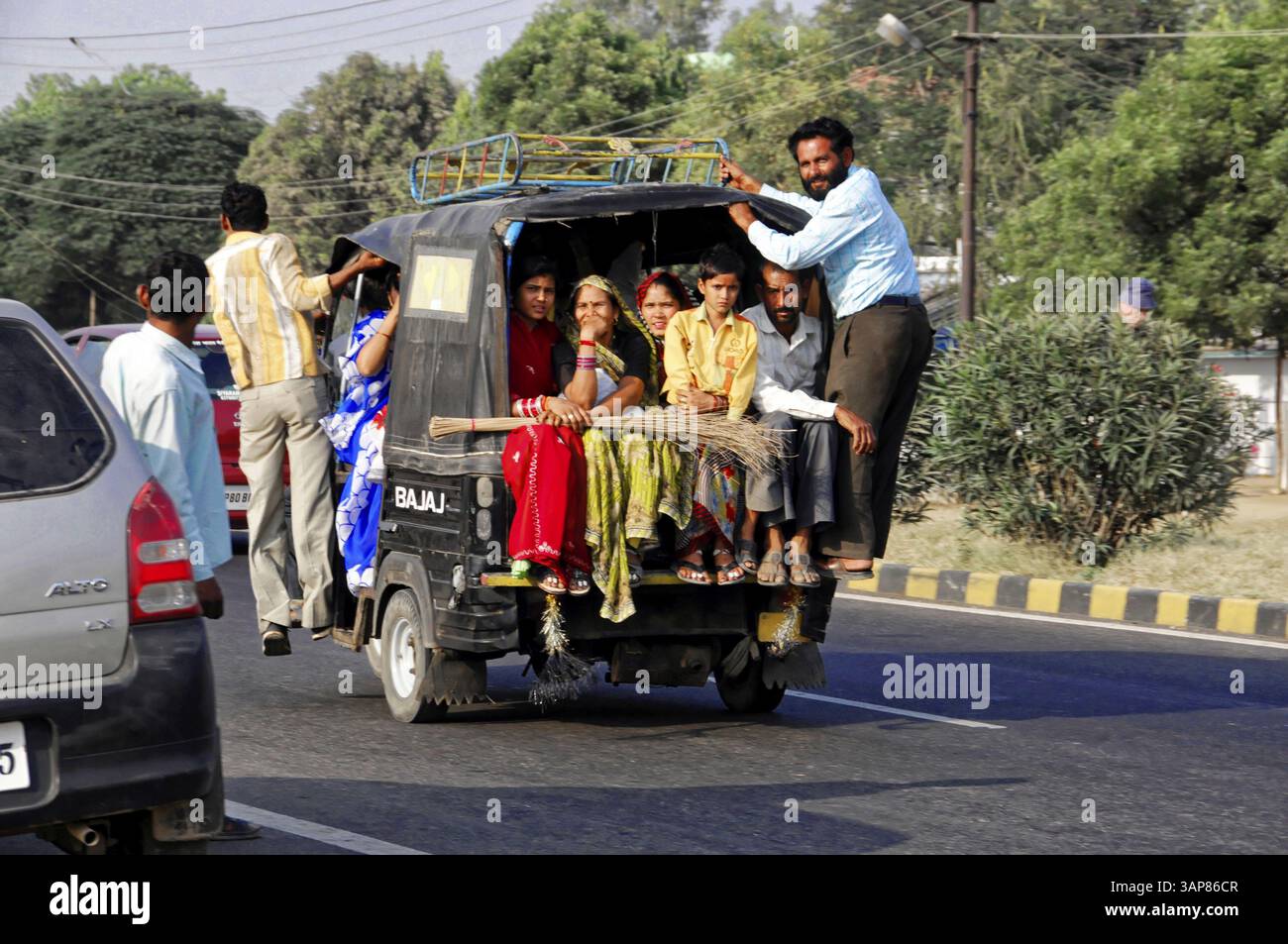 Near Agra, Uttar Pradesh, India, Asia, Crowded autorickshaw with many ...