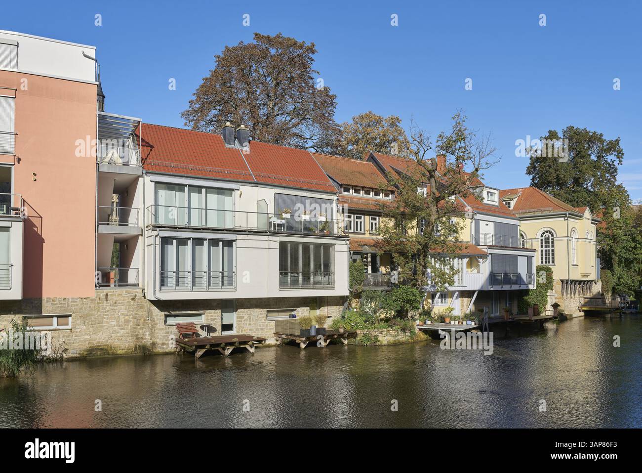 Residential buildings on the River Gera in Gera Stock Photo - Alamy