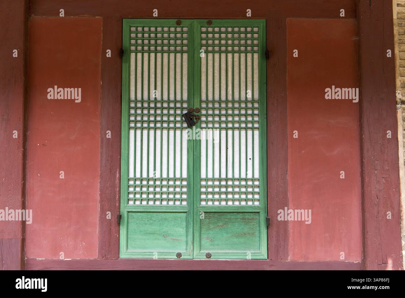 Detail of korean architecture with paper window and wooden frames ...