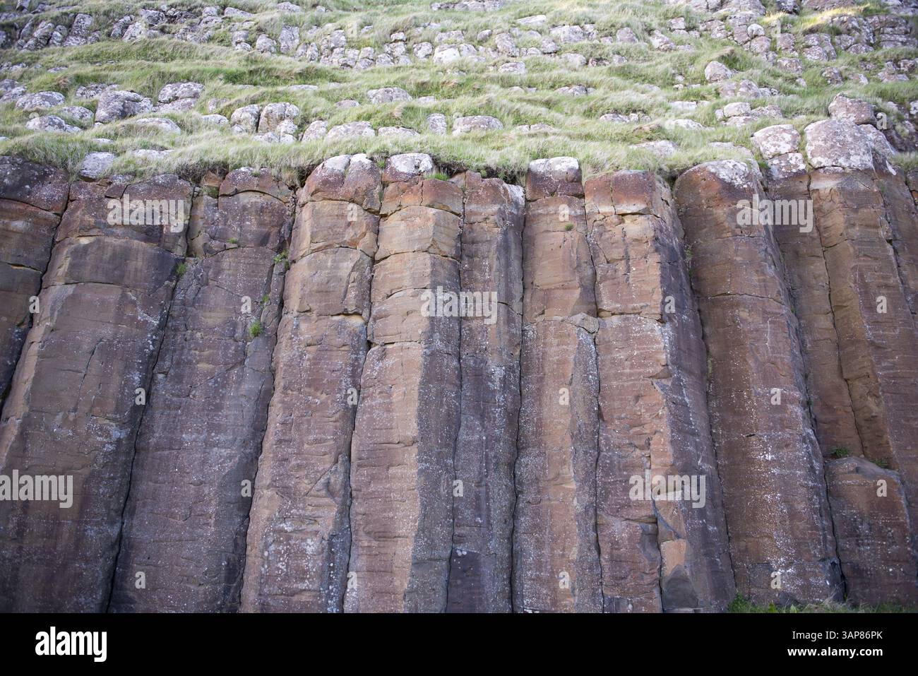 Big red basalt columns on Suduroy on the Faroe Islands, Frodba, Faroe ...