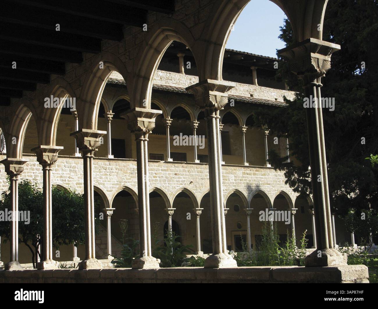 View into the cloister of the monastery of pedralbes in barcelona ...