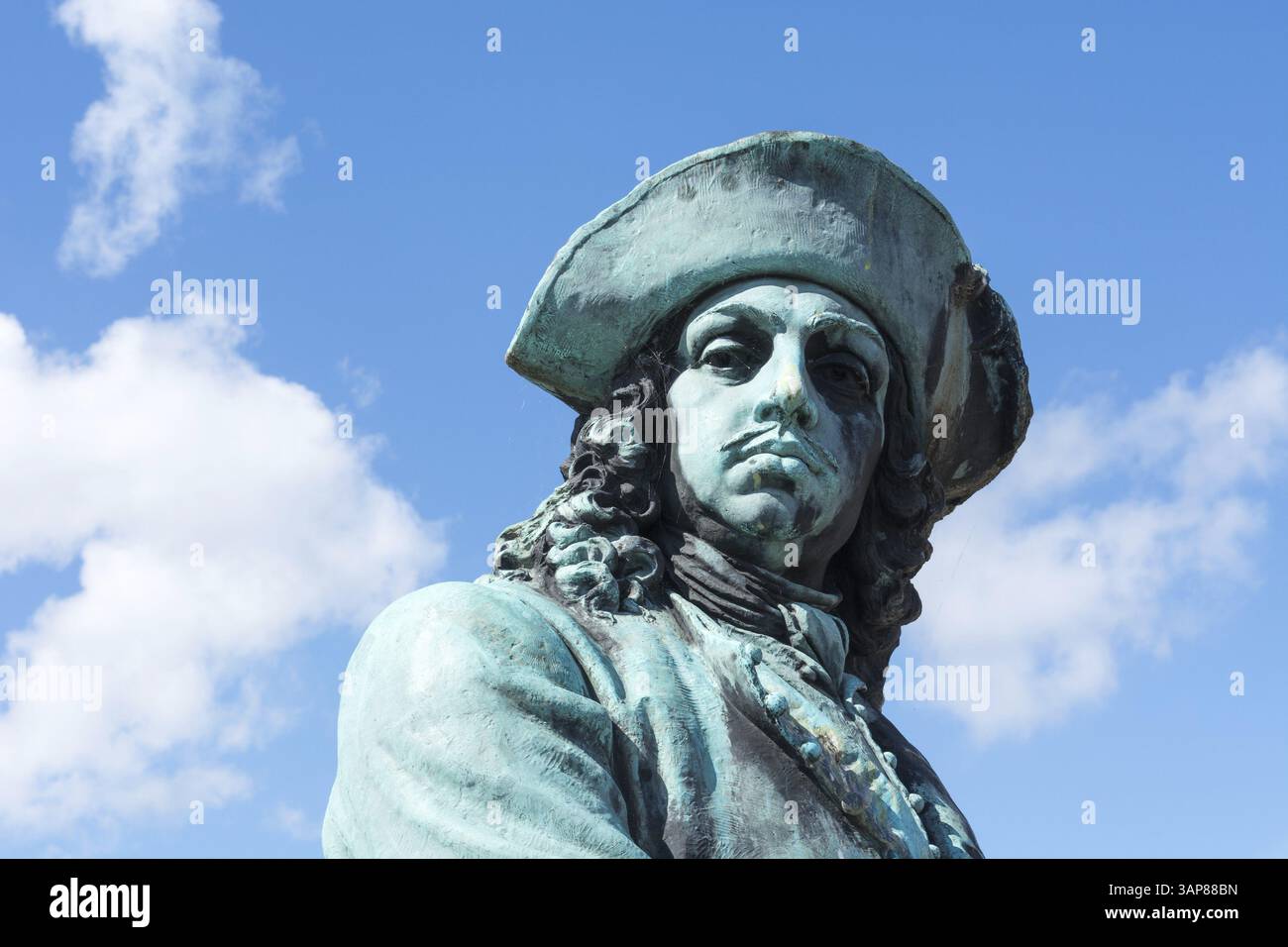 Portrait of the statue of King Karl XI in Karlskrona, Sweden ...