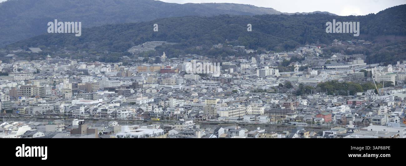 Overview on Kyoto city in Japan with landmarks, tempels, and shrines ...