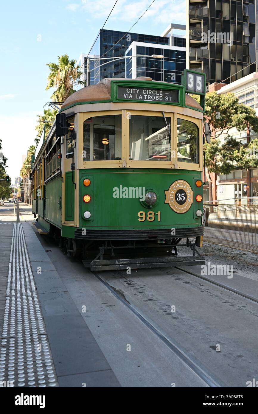View from behind an old W-Class Melbourne tram, just before it pulls ...