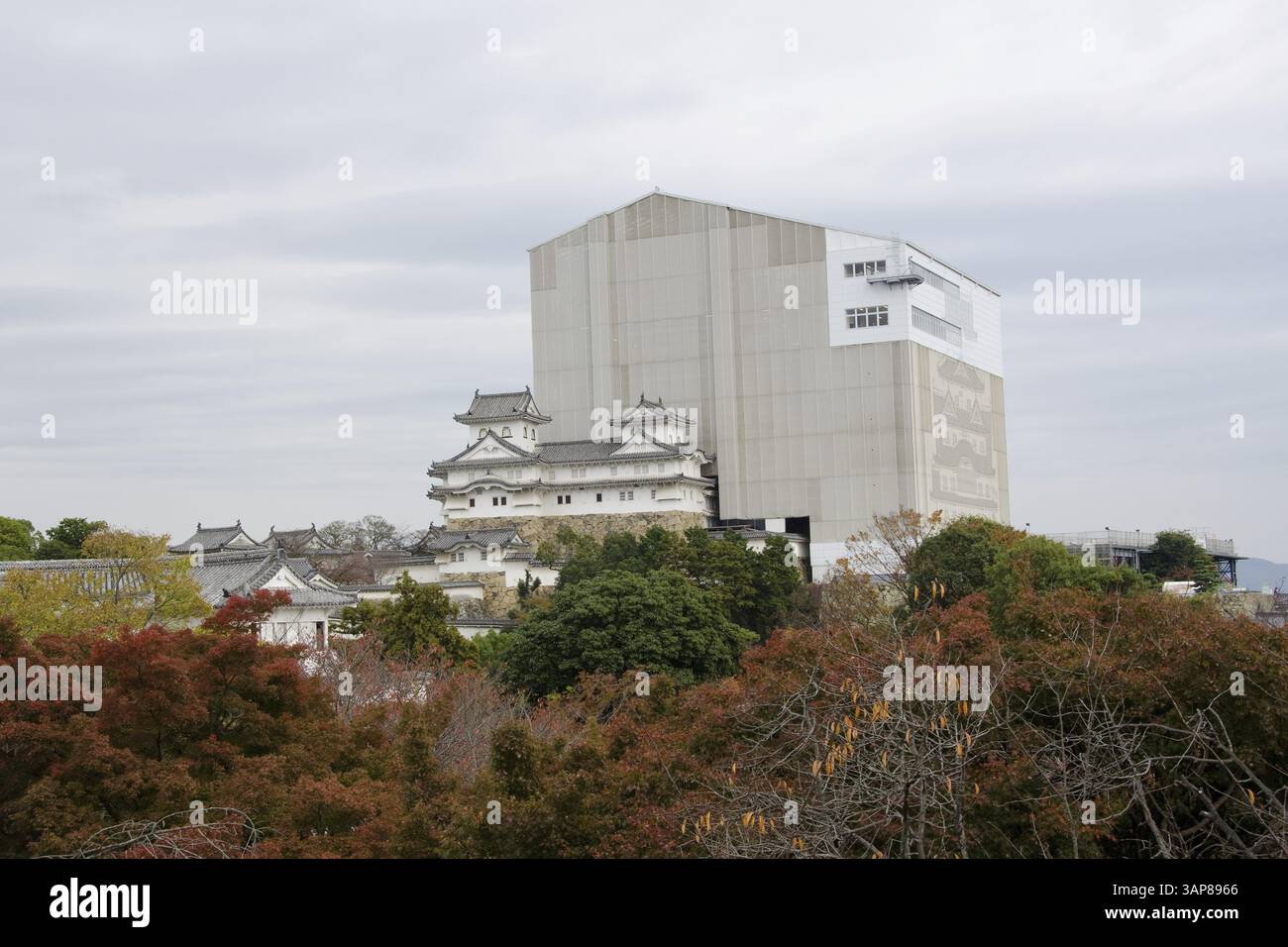 Himeji castle in japan during reconstruction work in November 2011 ...