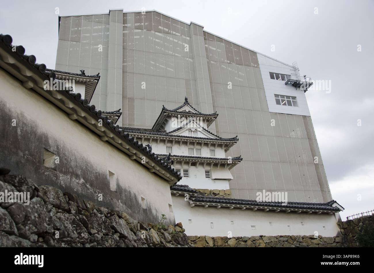 Himeji castle in japan during reconstruction work in November 2011 ...