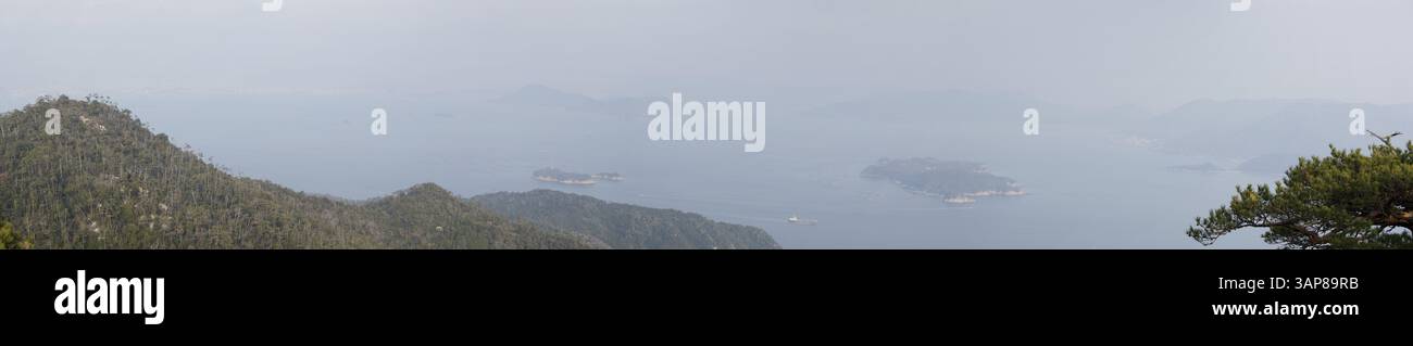 Panorama of Seto Inland Sea in Japan as seen from Mt. Misen at Miyajima ...