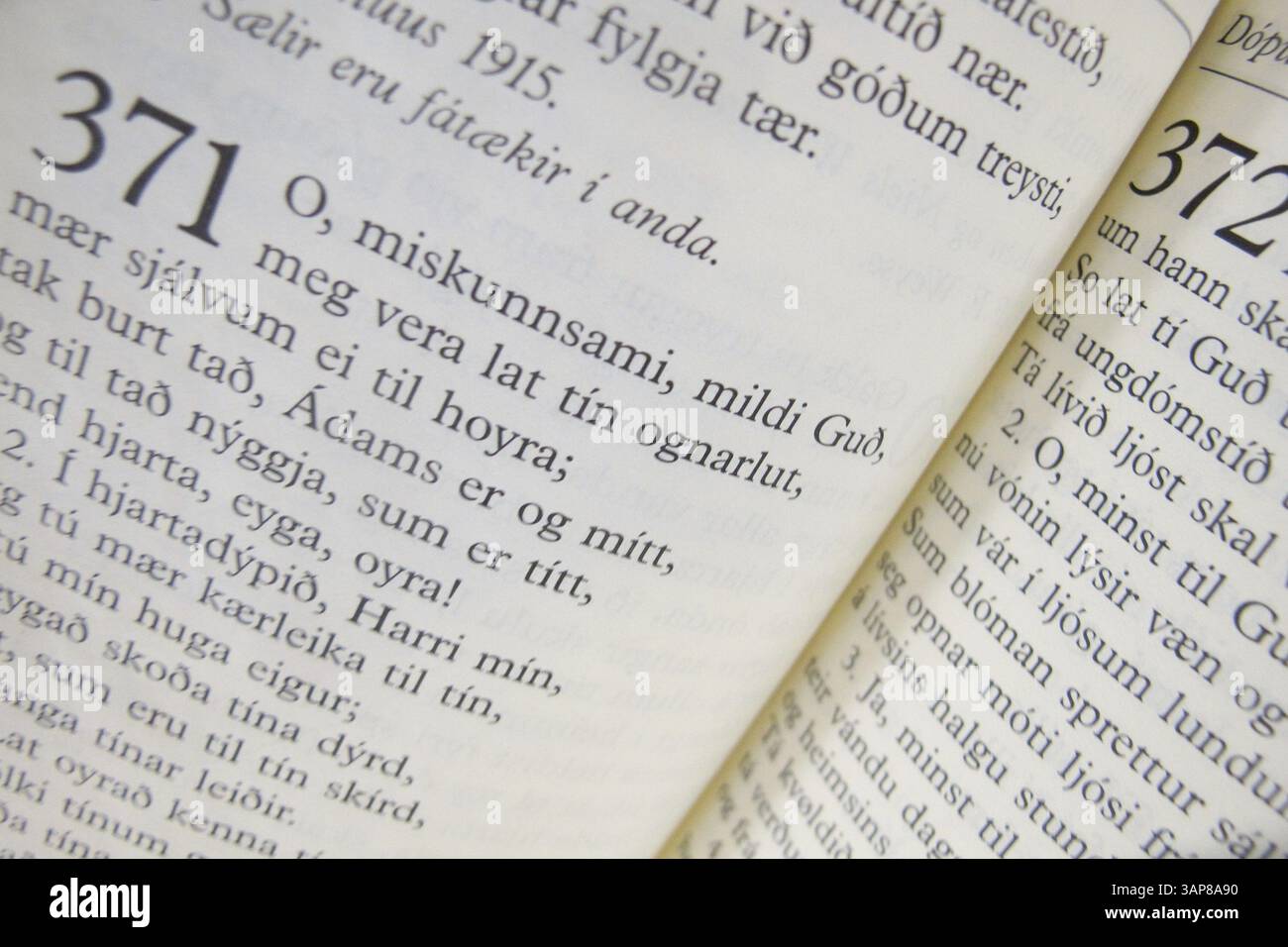 Bible text on Faroese with psalm on white paper, Klaksvik, Faroe ...