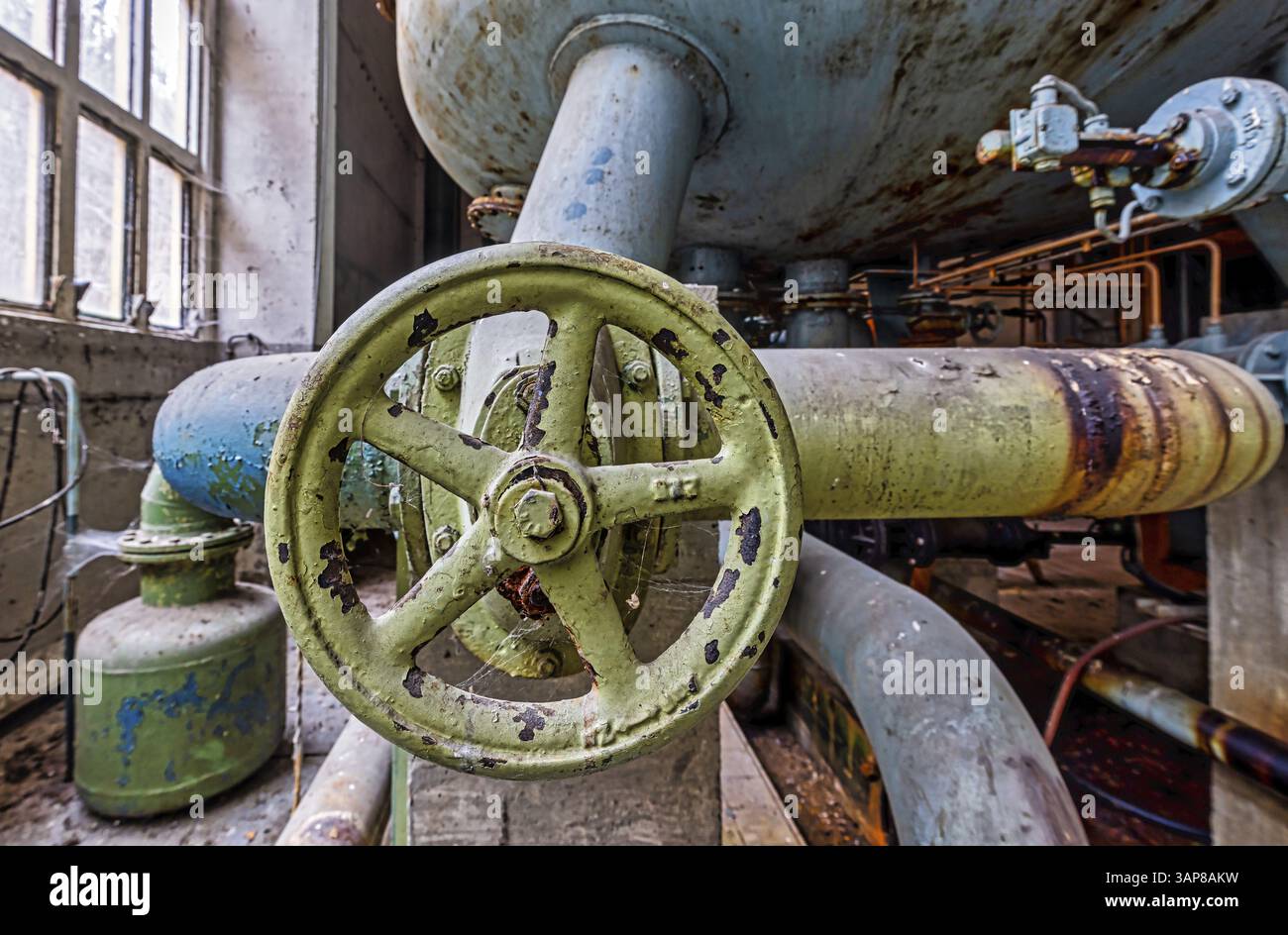 Waterworks machine hall Lost Places Stock Photo - Alamy