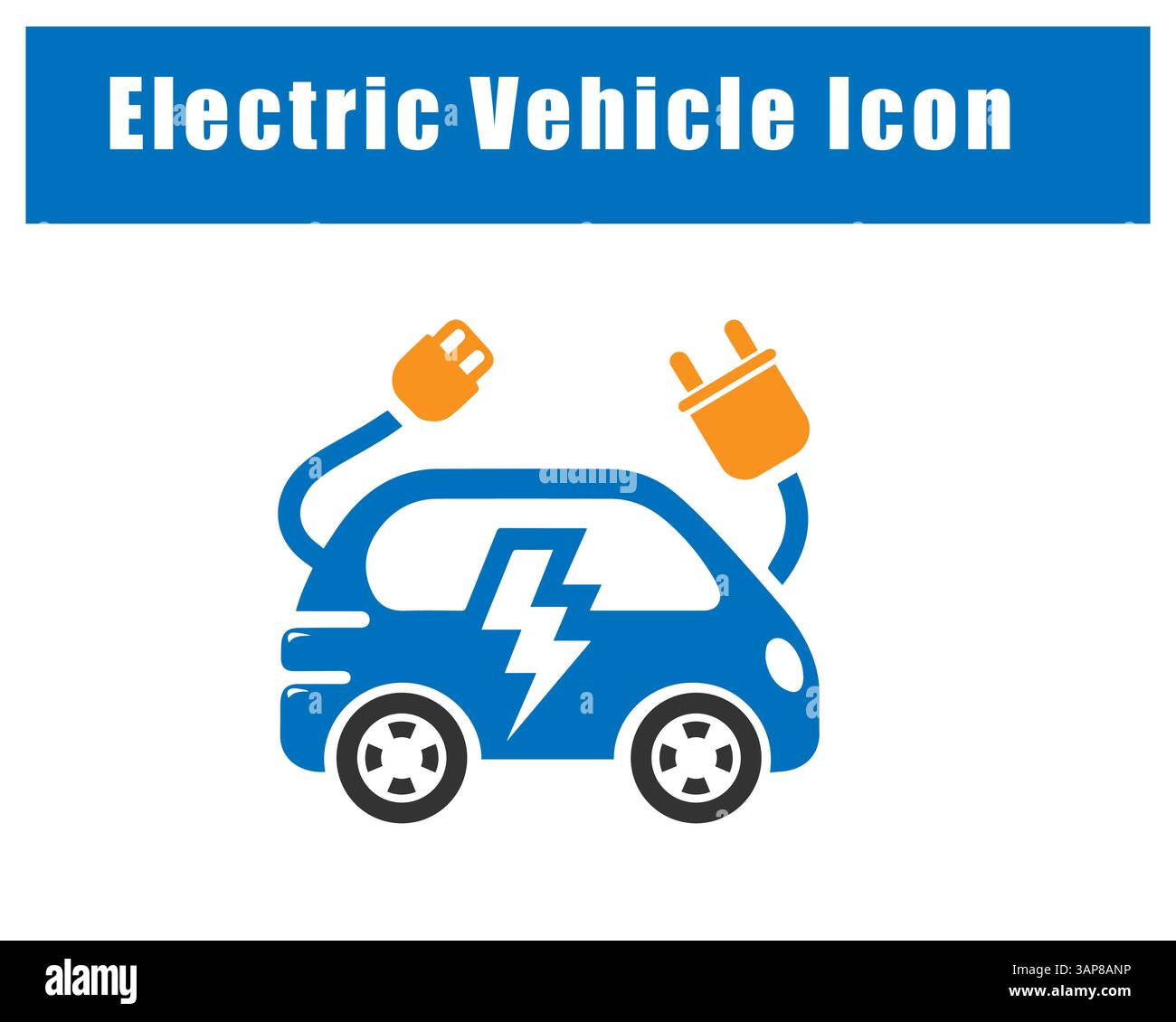 Electric Vehicle Icon with Plug and Lightning Bolt Symbol Stock Vector ...