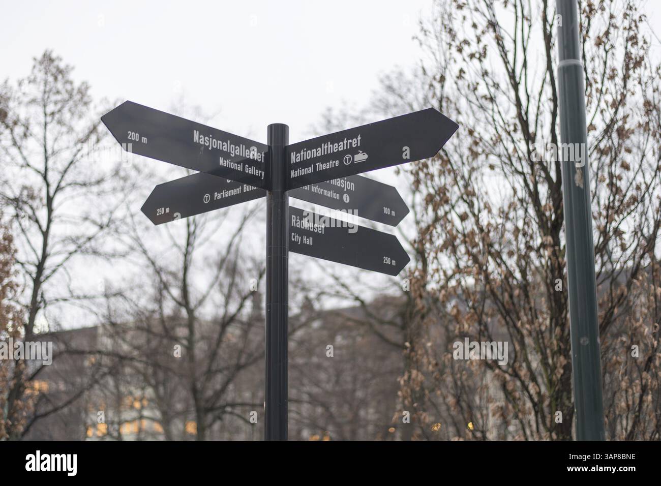 City guide signs for pedestrians in Oslo, Norway, Oslo, Norway, Europe ...