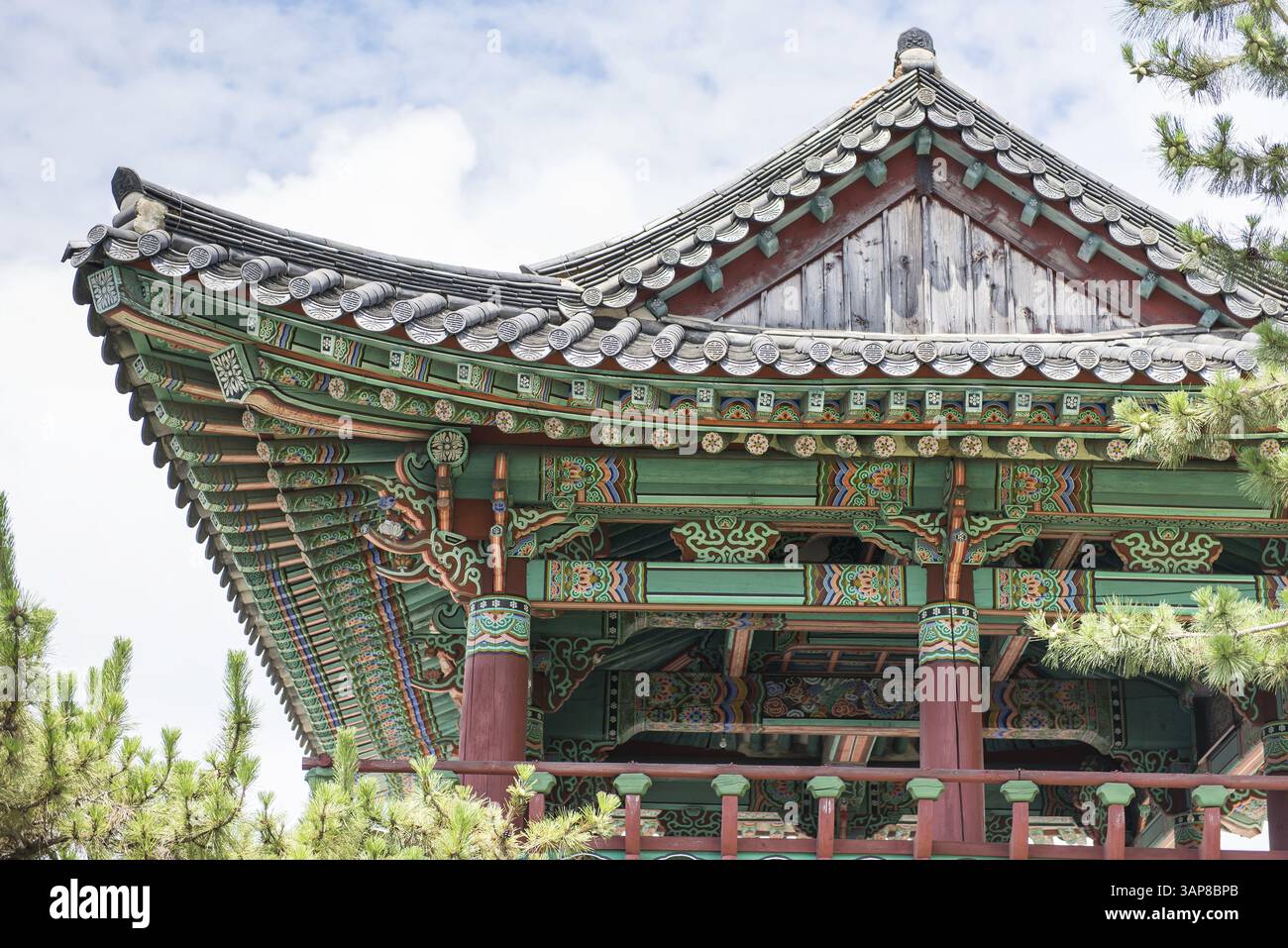 Jinnamgwan Hall an old naval base with colorful wooden structures in ...