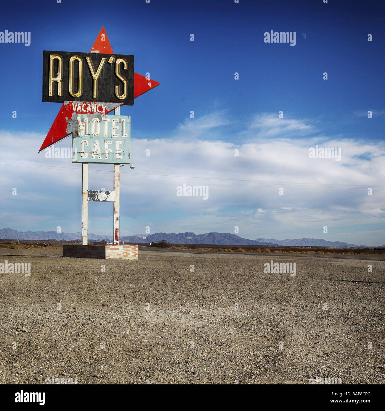 Roy's Motel sign on Route 66 in California, USA, North America Stock ...