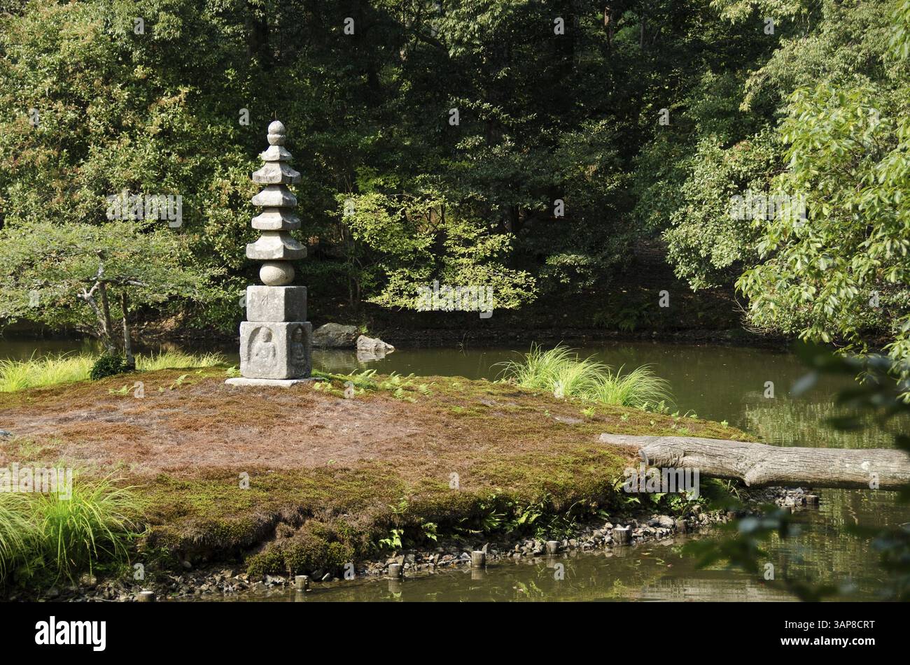 Japanese type of Buddhist pagoda on an island in the area of the Golden ...