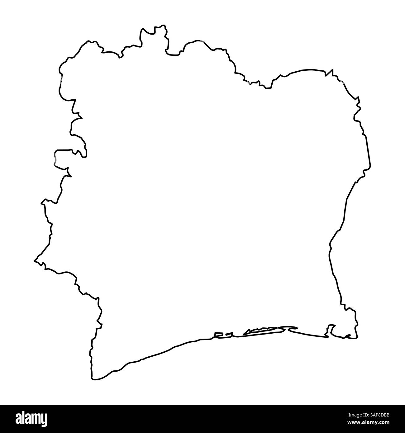 Ivory Coast outline map, West African nation boundary Stock Vector ...