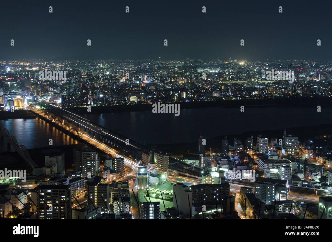 Skyline of Suita and Toyonaka City in Japan at night with lots of lights, Suita, Toyonaka, Japan ...