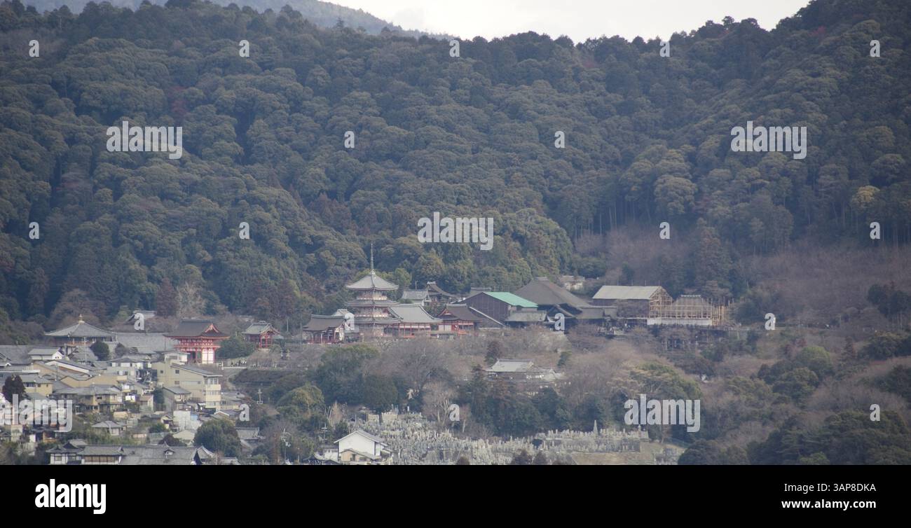 Overview on Kyoto city in Japan with landmarks, tempels, and shrines ...