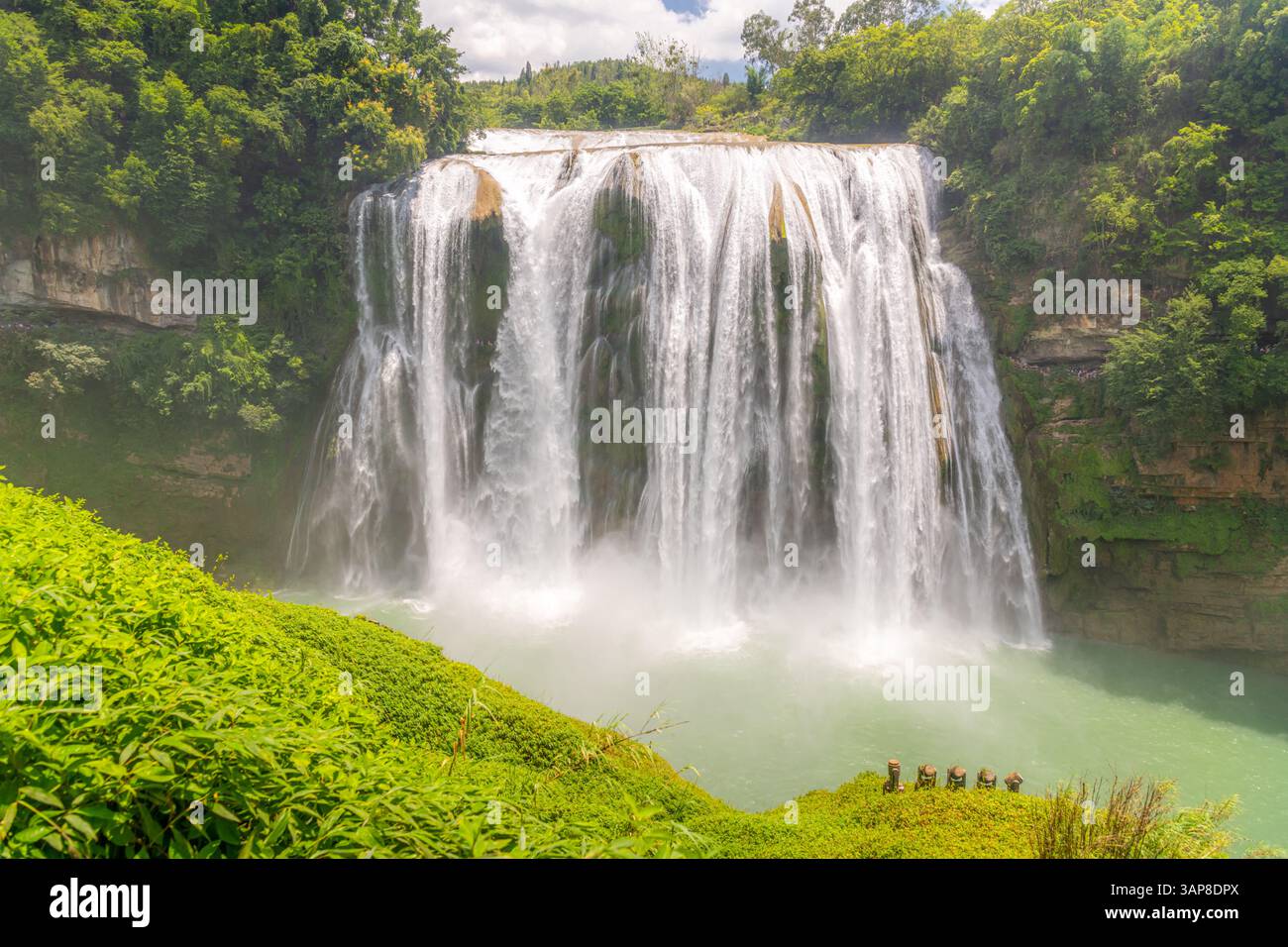 Huangguoshu Waterfall is located on the Baishui River in Guizhou ...