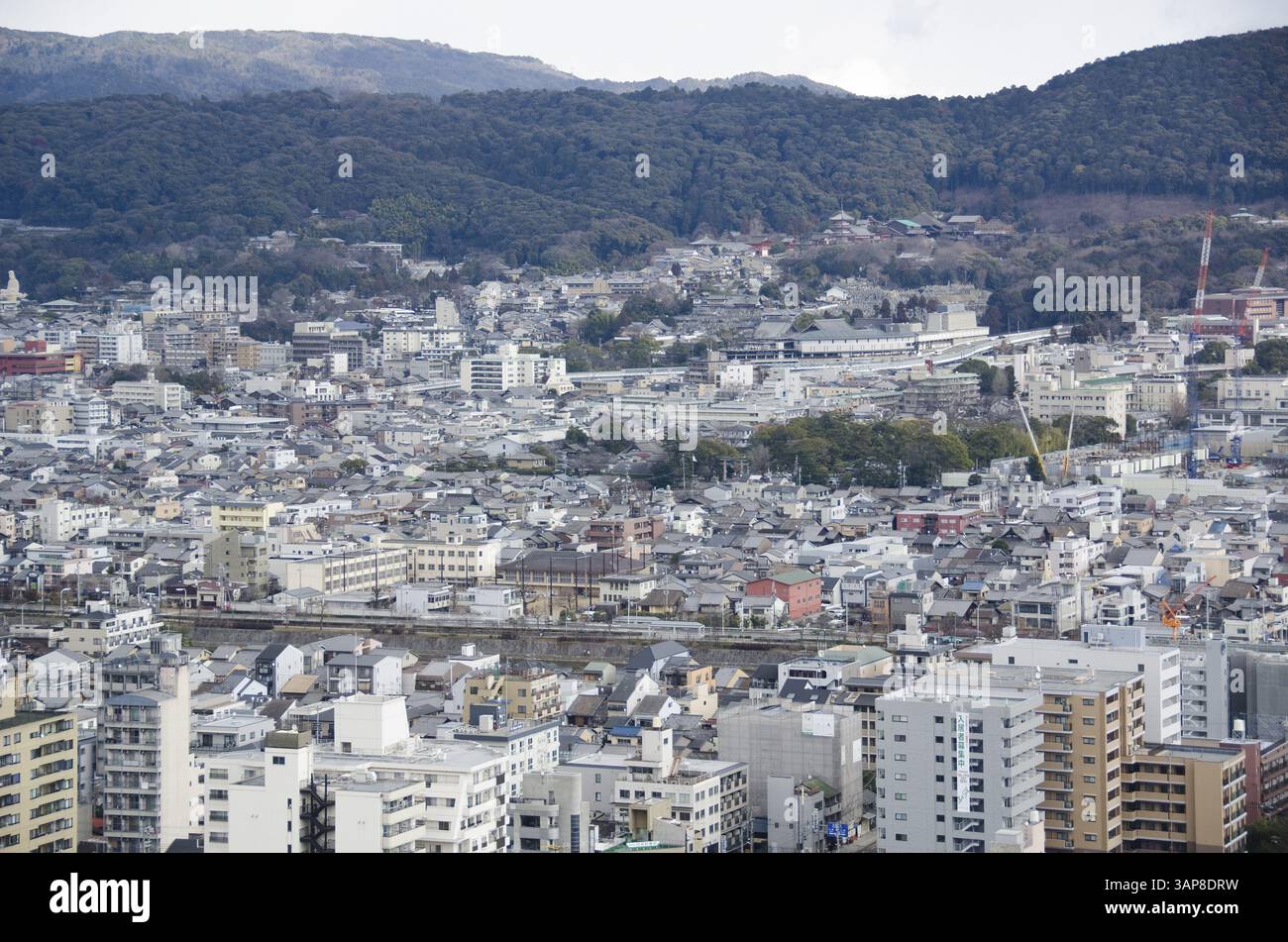 Overview on Kyoto city in Japan with landmarks, tempels, and shrines ...