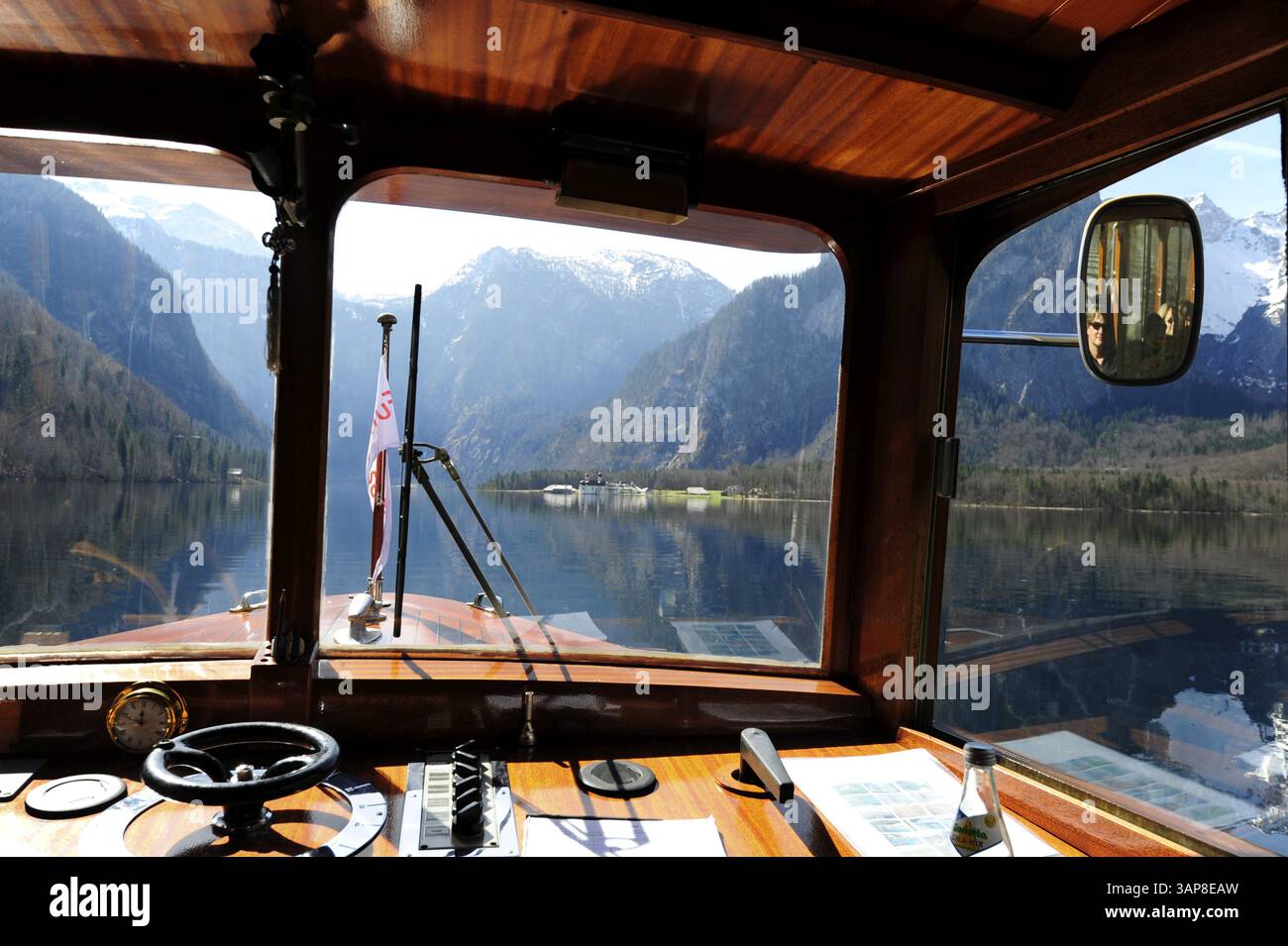 Excursion boat on the Koenigssee, Schoenau am Koenigssee, Berchtesgaden ...