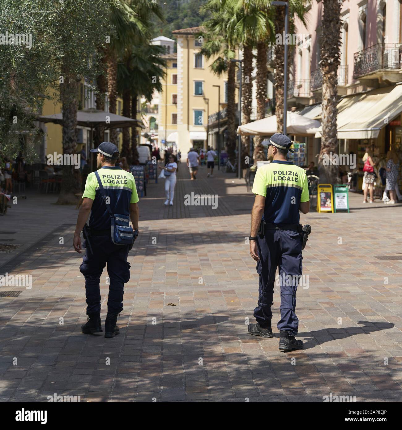 Police presence for public safety in Riva del Garda on Lake Garda in ...