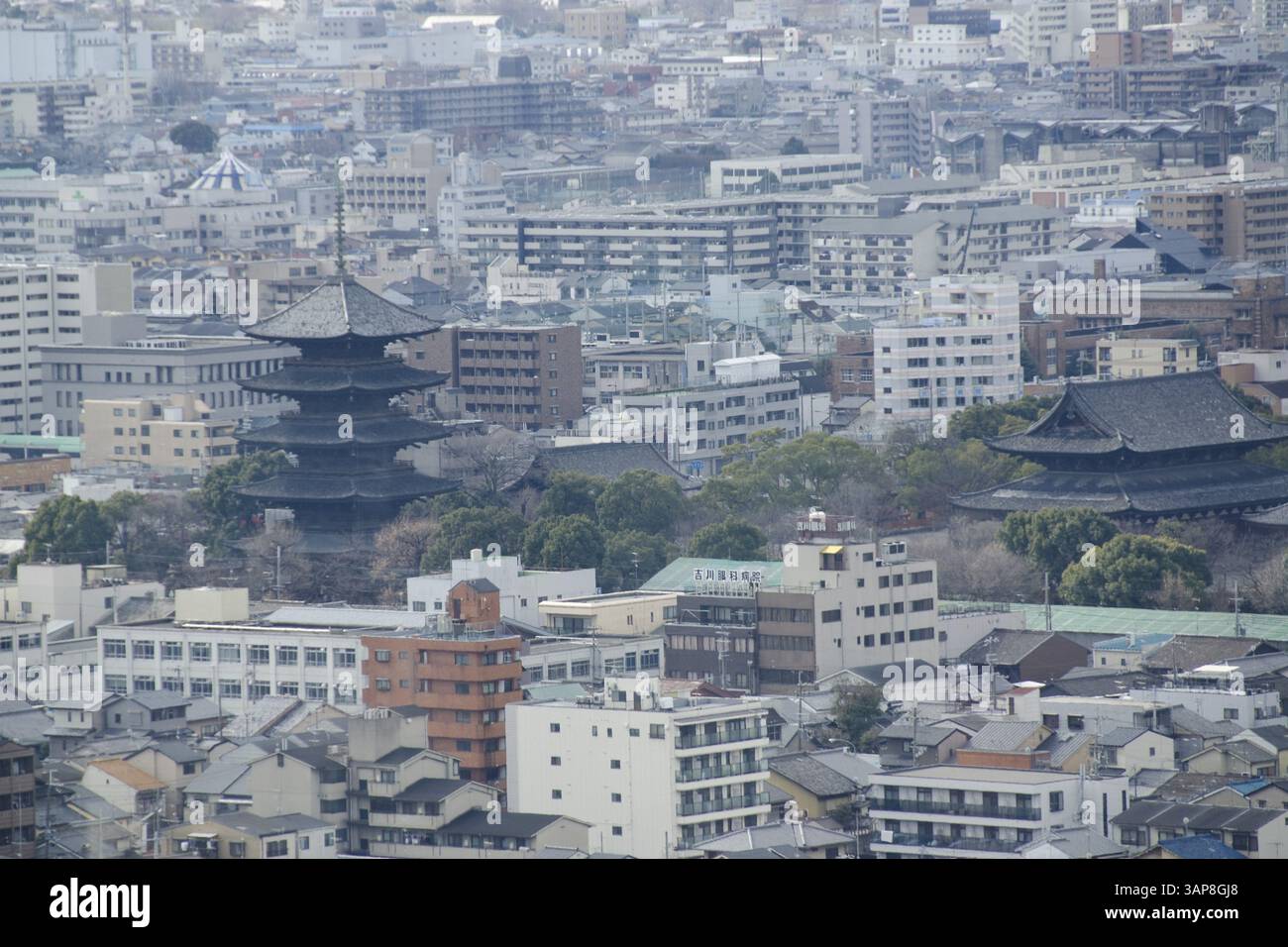 Overview on Kyoto city in Japan with landmarks, temples, and shrines ...
