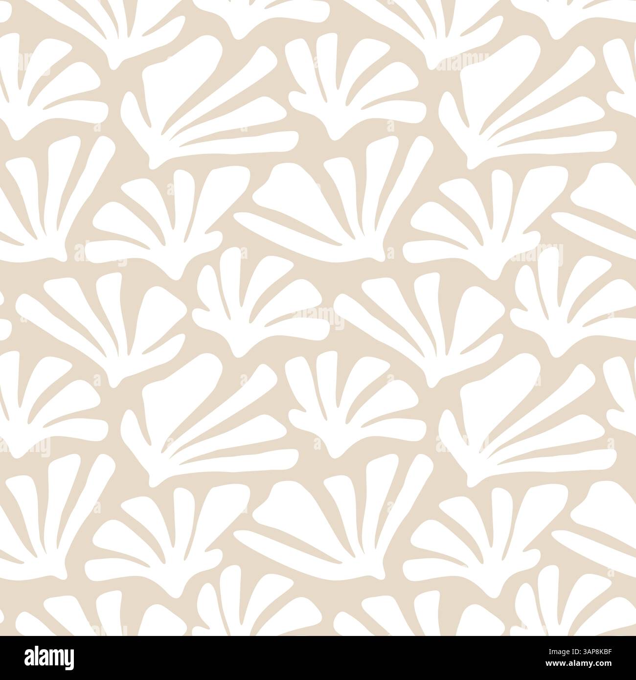 Minimal seaweed pattern seamless doodle marine ocean wallpaper beige ...