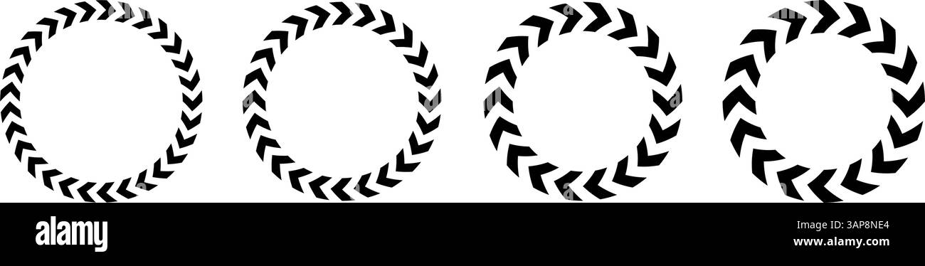 Chevron arrow circles set. Chevron shape round frame. Motion direction ...