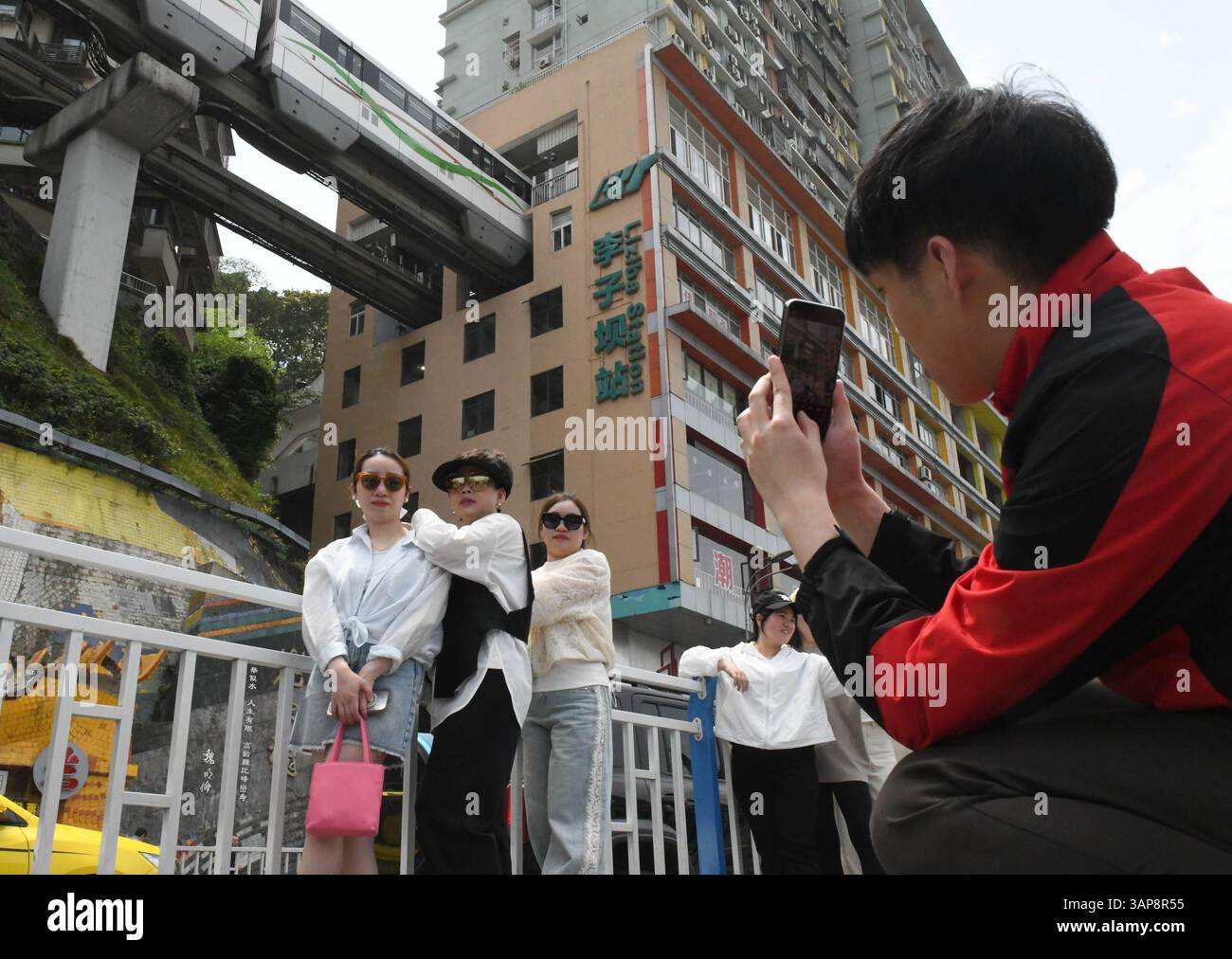 Chinas first cross seat monorail elevated station co built hi-res stock ...