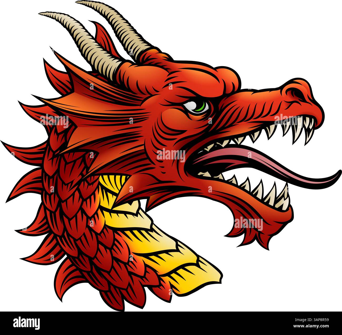 Dragon Head Woodcut Etching Heraldic Vintage Style Stock Vector Image ...