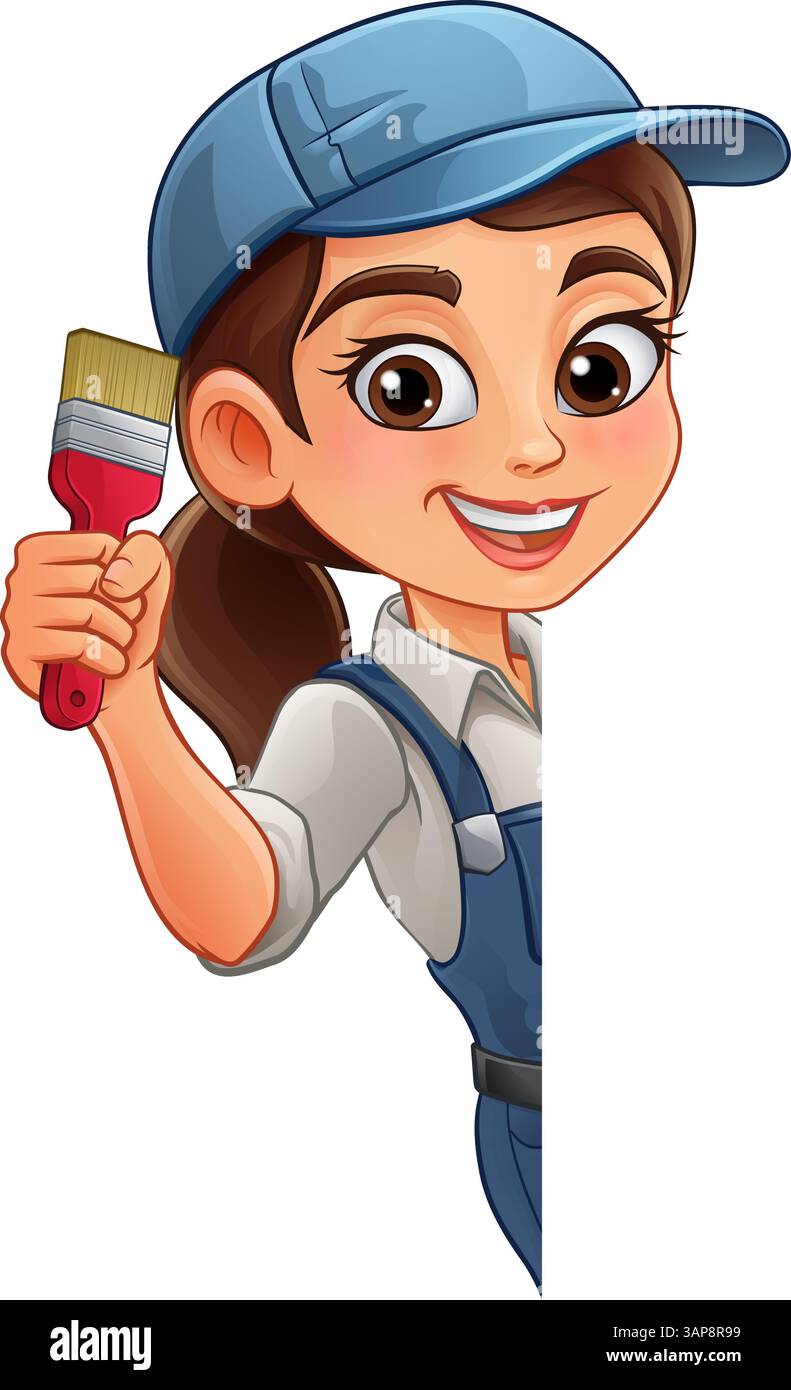 Woman Female Painter Decorator Cartoon Mascot Stock Vector Image & Art ...