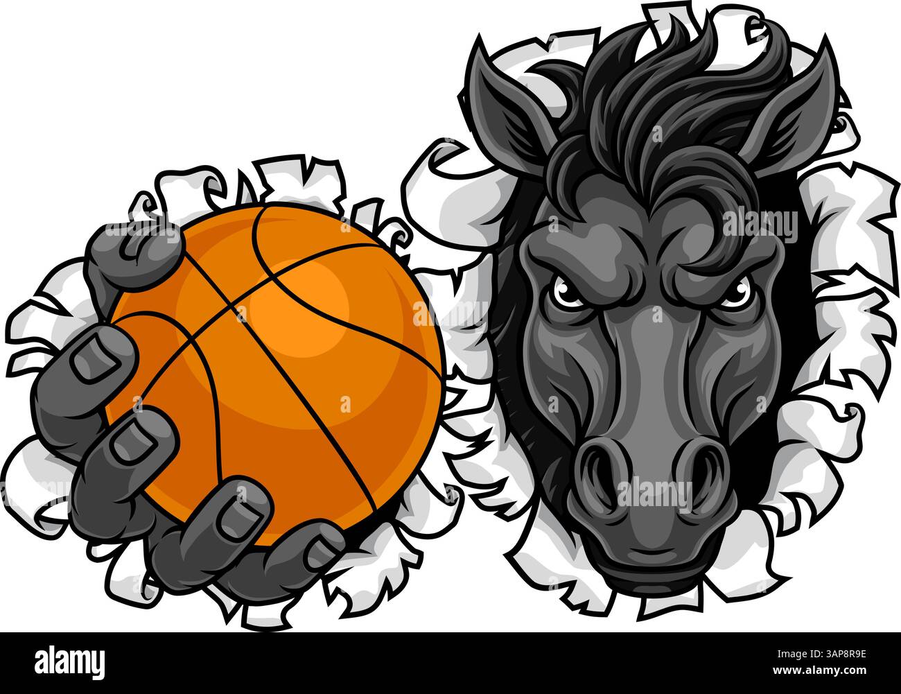 Horse Mustang Stallion Basketball Sports Mascot Stock Vector Image ...