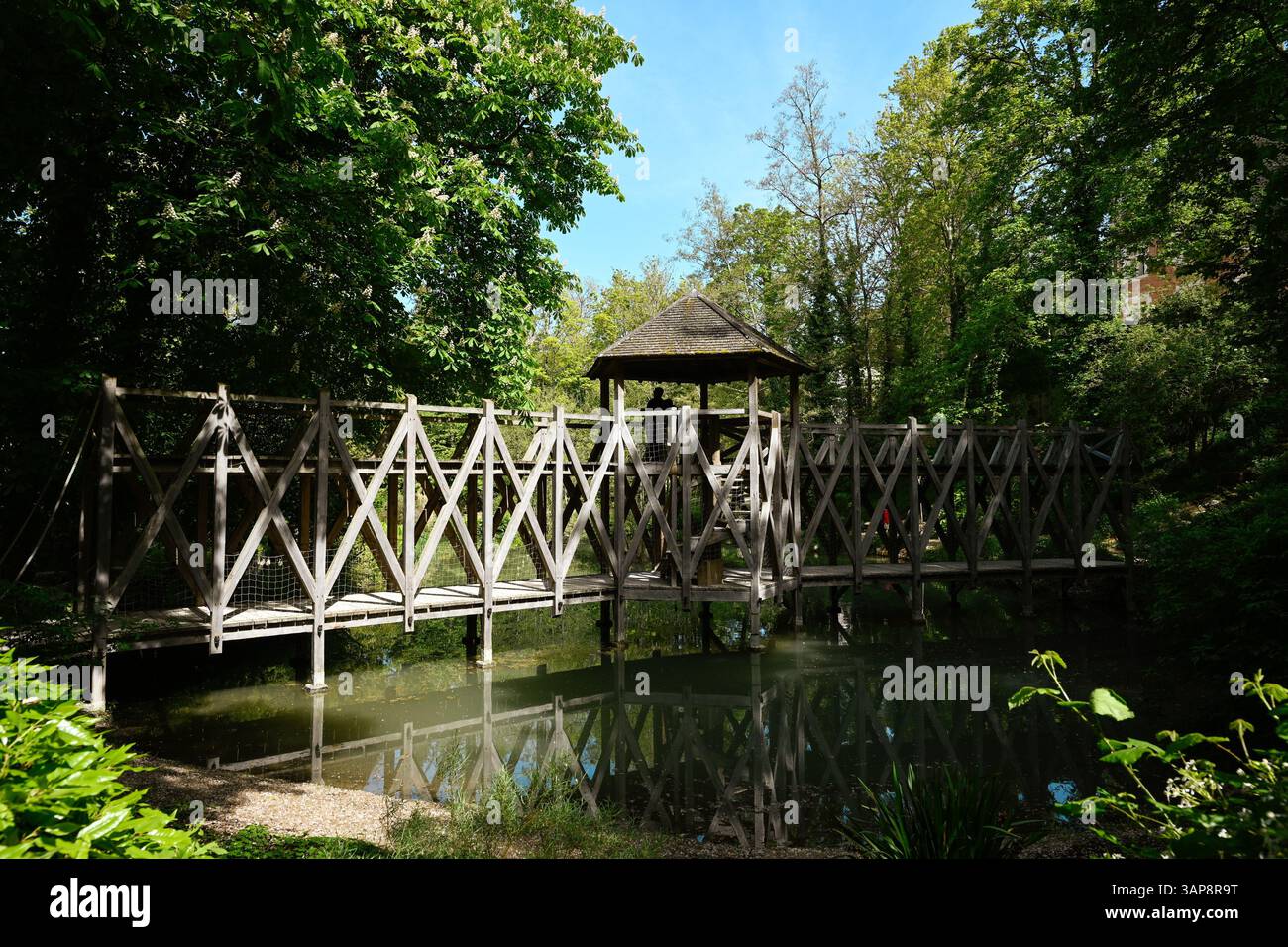 Wooden bridge imagined by Leonardo da Vinci, in Leonardo's garden, at ...