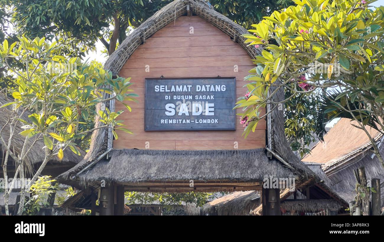 Sasak Sade Village. Entrance to Sade Village in Lombok welcomes ...