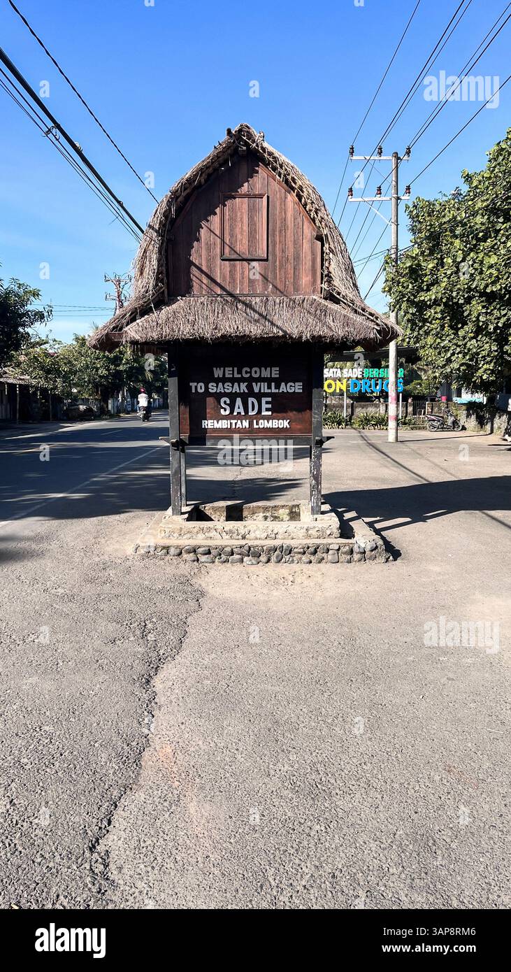 Sasak Sade Village. Entrance to Sade Village in Lombok welcomes ...