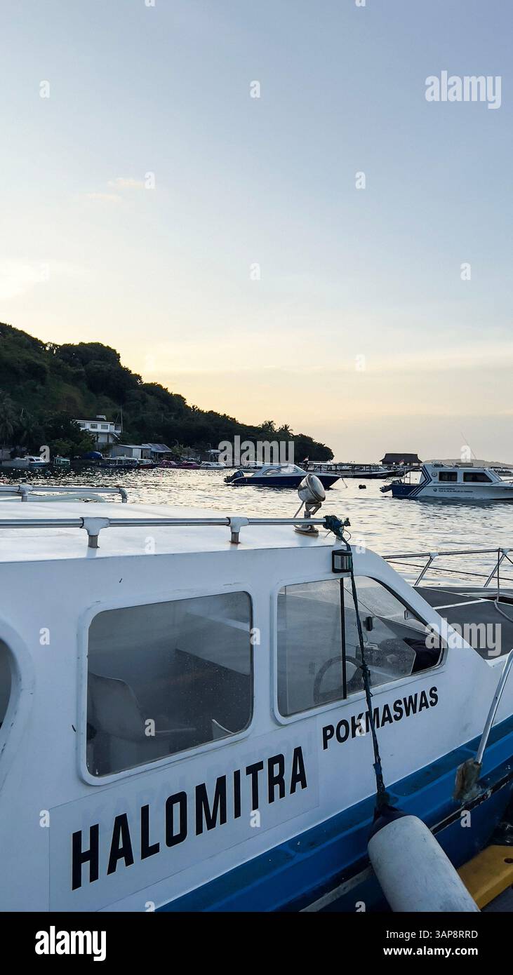 Tourists Boat In bangsal port Waterbus Station In Central lombok City ...