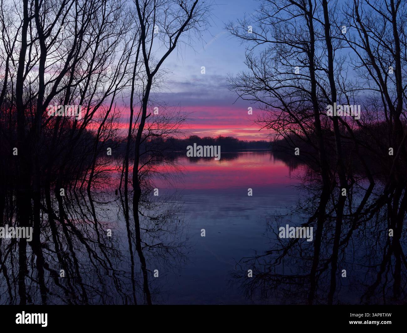 Early morning sunrise scene with beautiful colours Stock Photo - Alamy