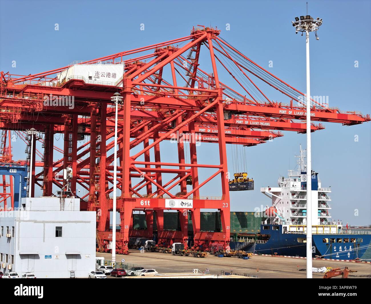 Aerial photo shows the container terminal of Lianyungang Port ...